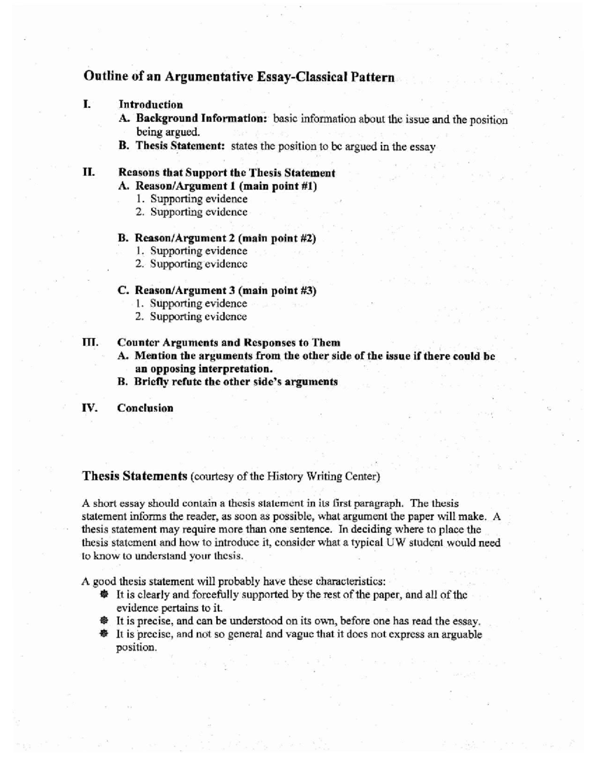 Argumentative Essay Outline: Structure & Key Elements - Studocu