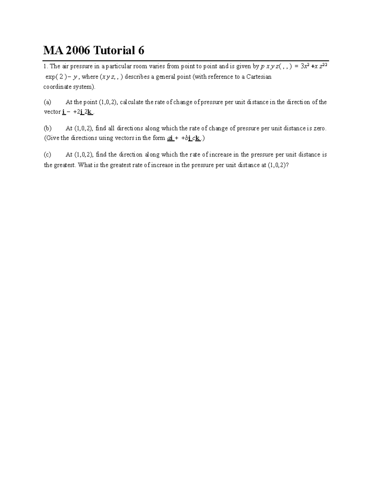 MA 2006 Tutorial 6-8 Questions and Solutions Review - Studocu