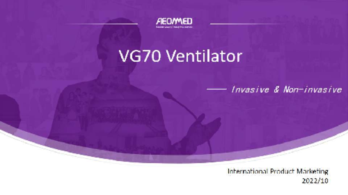 AEOMED VG70 Ventilator Product Overview and Key Features - Studocu