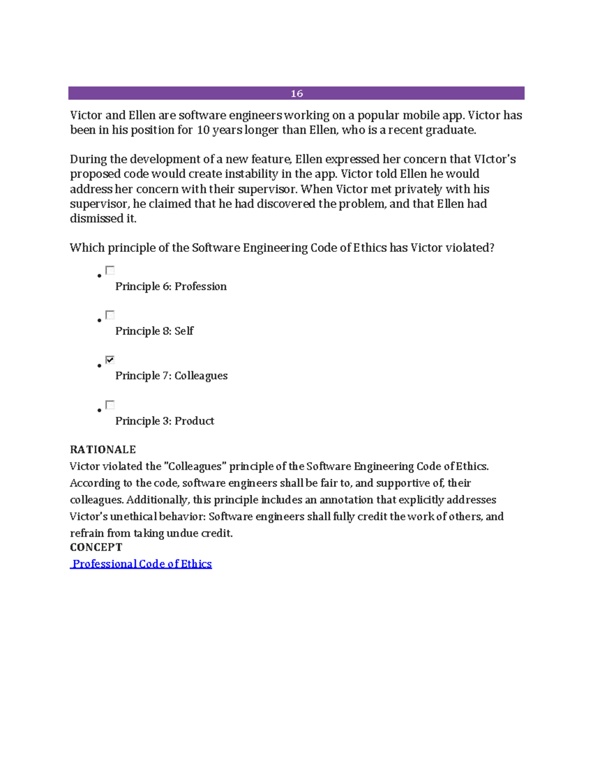 IFSM 201, Final, Milestone-16: Ethics in Software Engineering Case ...