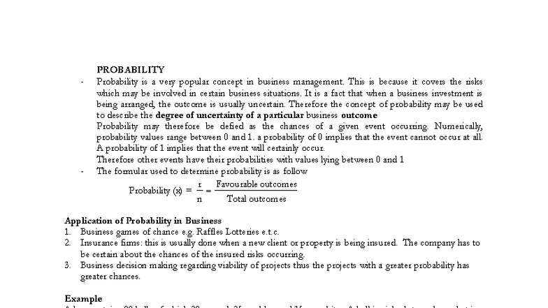 Math - Notes on Probability Concepts and Applications - Studocu