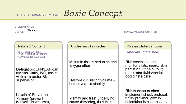 Active Learning Template: Simulation 4 on Shock, MODS & EOL - Studocu