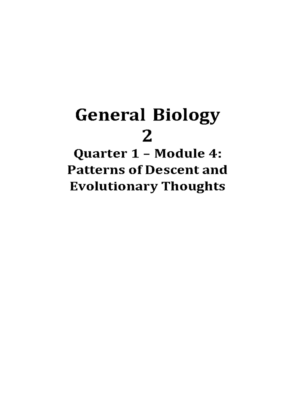 General Biology 2 - q1 - Module 4 - General Biology 2 Quarter 1 ...