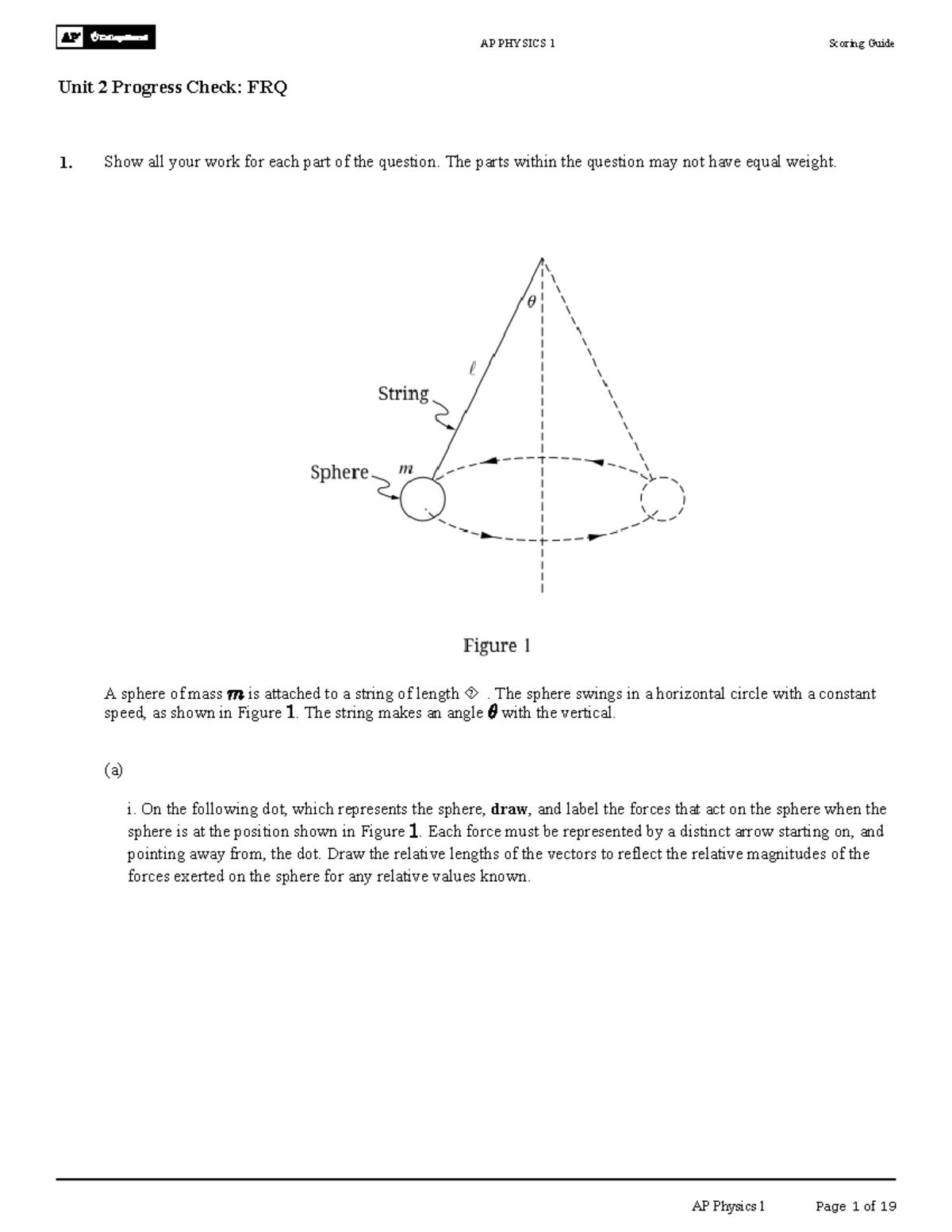 Unit 2 AP Physics 1 FRQ Practice Scoring Guide Solutions Studocu