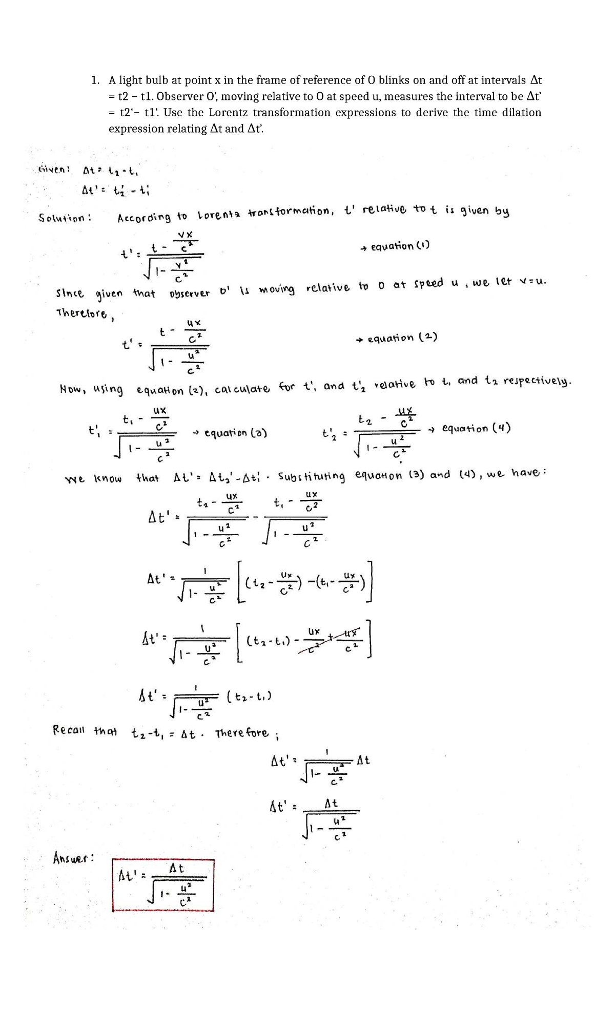 Lorentz Transforms: Time Dilation & Velocity Transformation Analysis ...