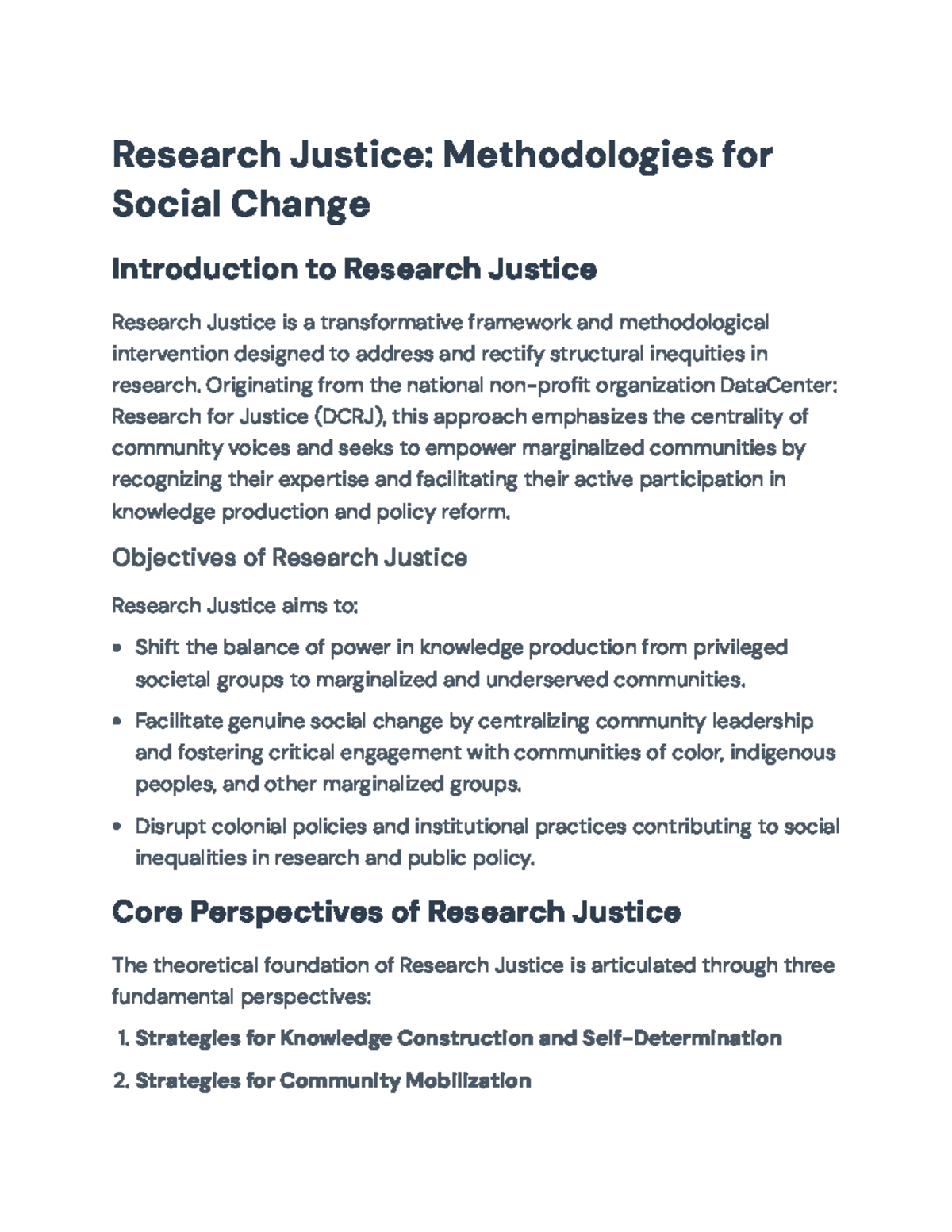 Research Justice: Methodologies for Social Change and Empowerment ...