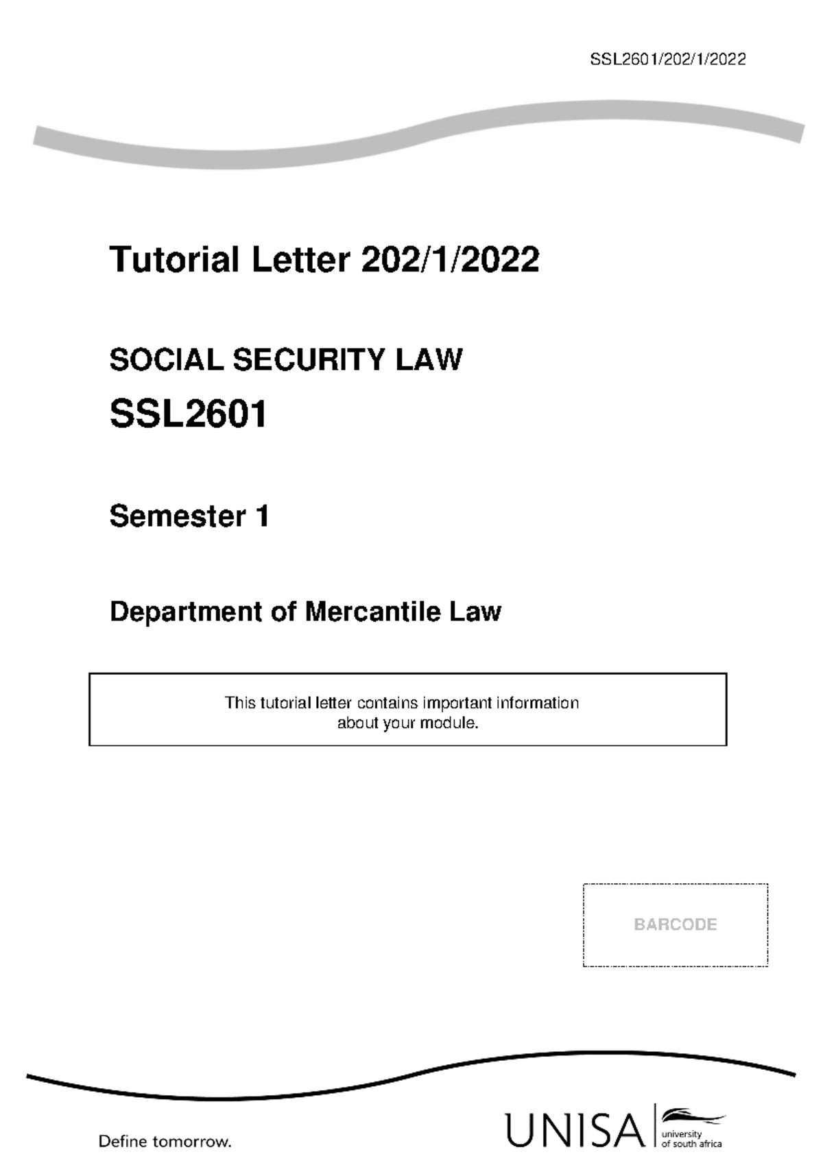 SSL2601 Study UNIT 1 Introduction to Social Security - Study unit 1: Introduction to social ...