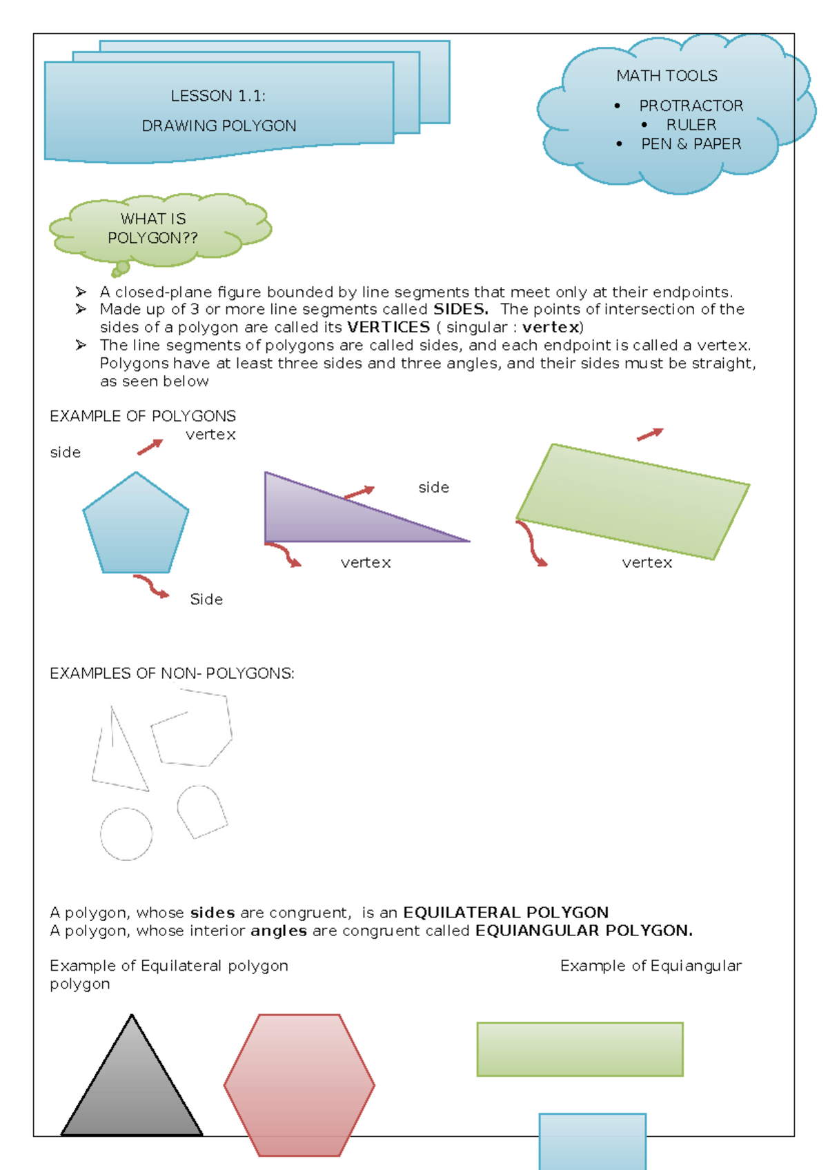 Math 101: Lesson on Exterior and Interior Angles of Polygons - Studocu