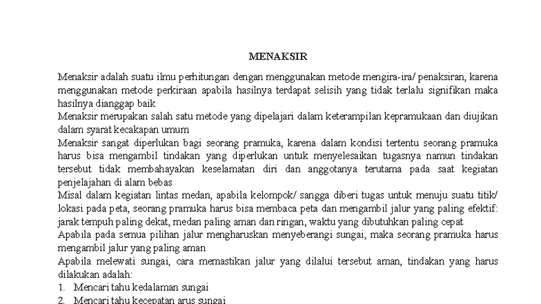 Materi MENAKSIR untuk Keterampilan Kepramukaan: Panduan Praktis - Studocu