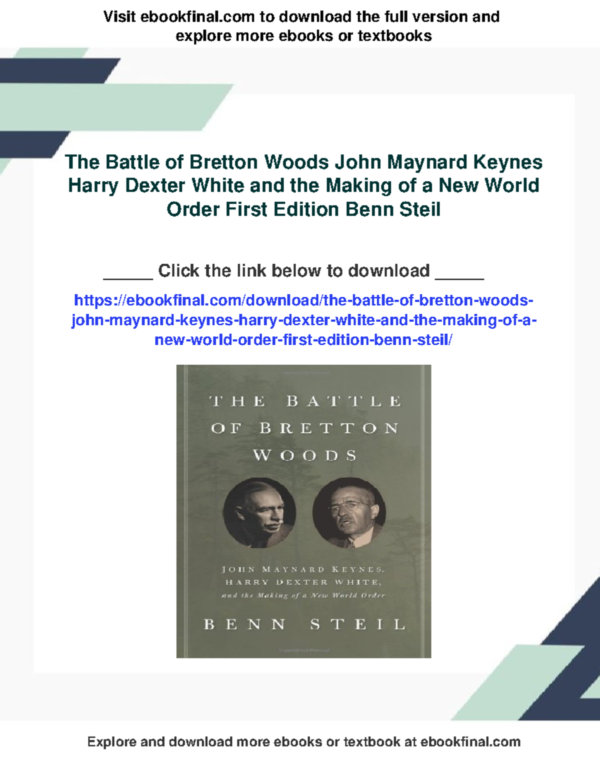 The Battle of Bretton Woods: Keynes, White, and a New World Order - Studocu