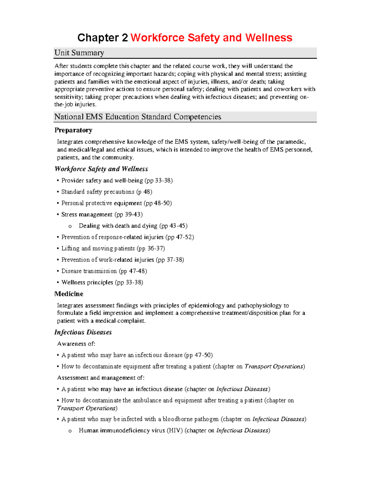 Ch02 Workforce Safety and Wellness - Chapter 2 Workforce Safety and Wellness Unit Summary After ...