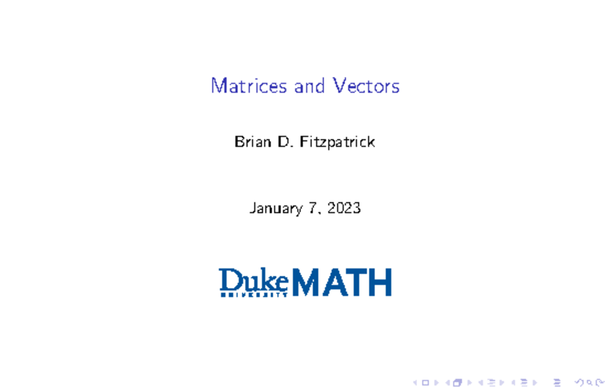 Matrices and Vectors Overview - MATH Course Notes - Studocu