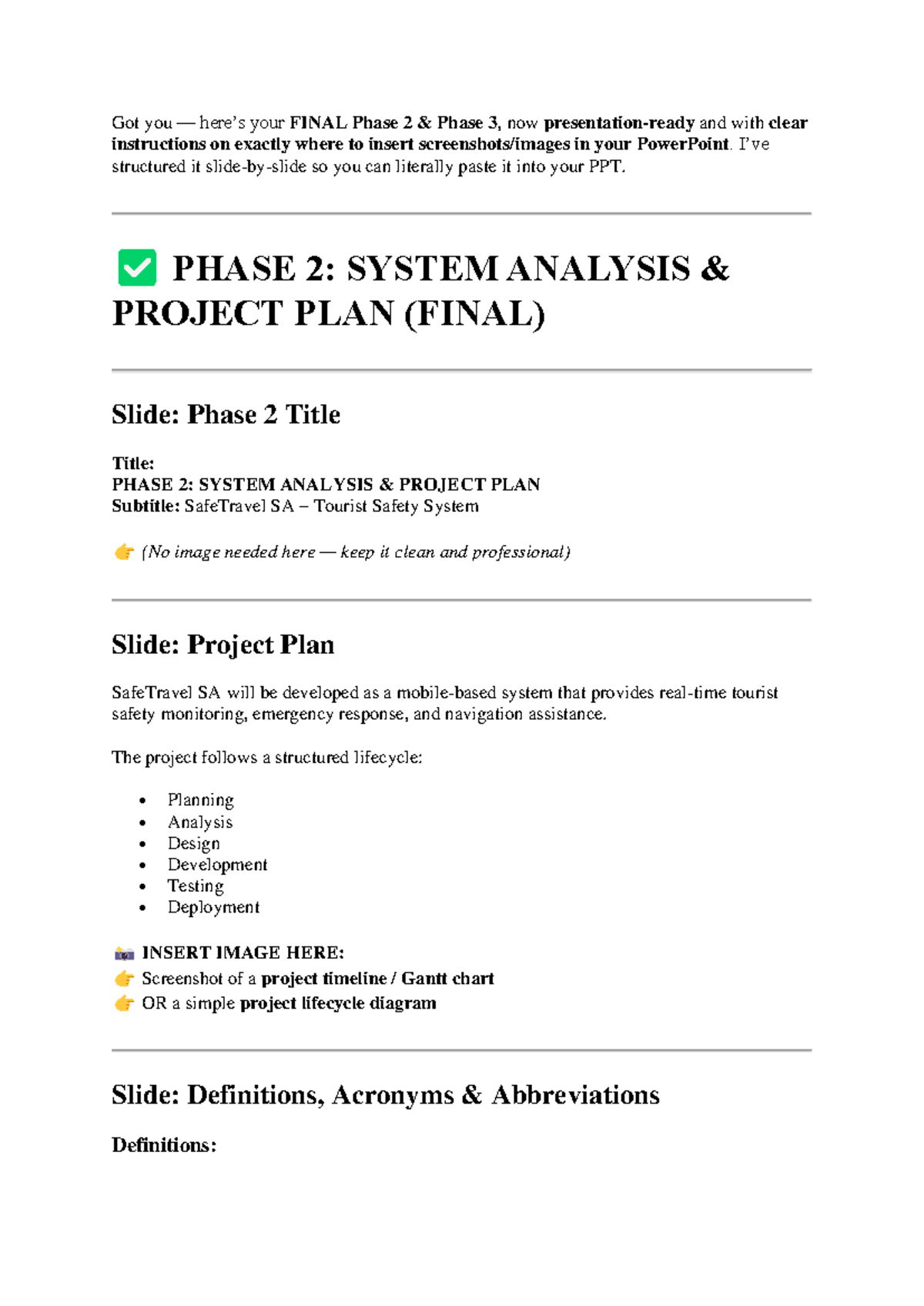 Phase 2 & 3: System Analysis & Design Project Plan (FINAL) - Studocu