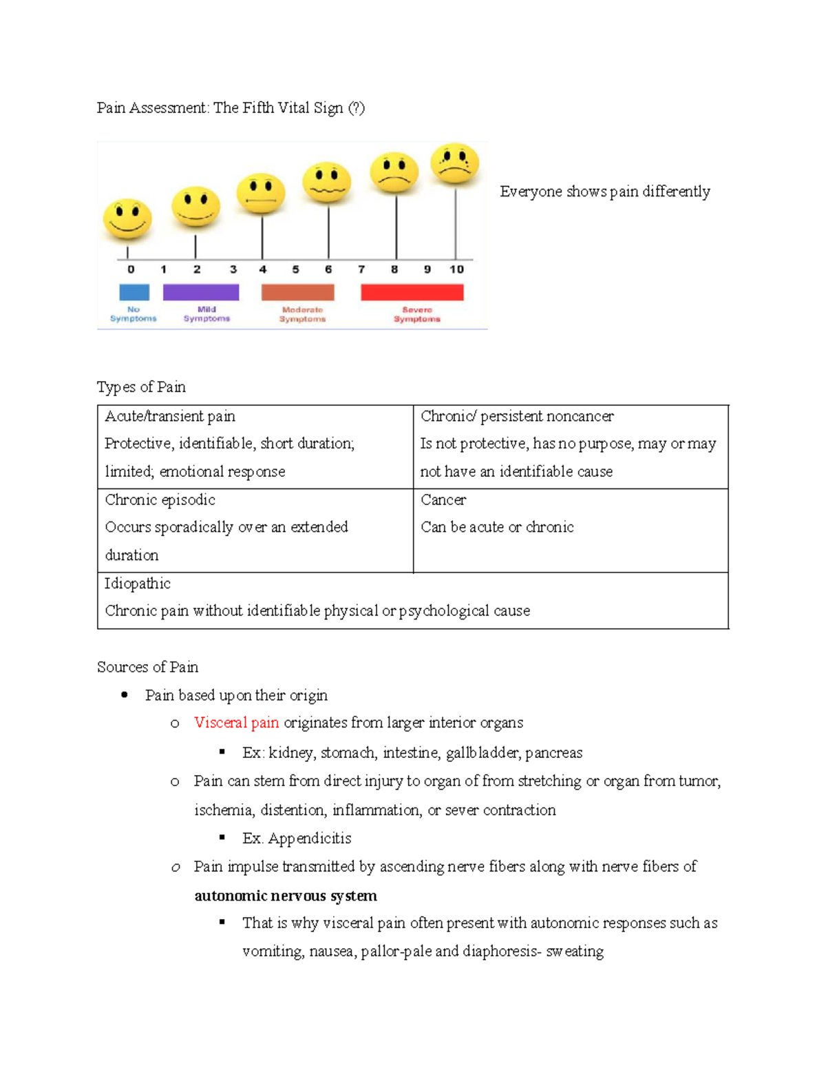 Pain Assessment and Management: Adult 1 Notes (W2) - Studocu