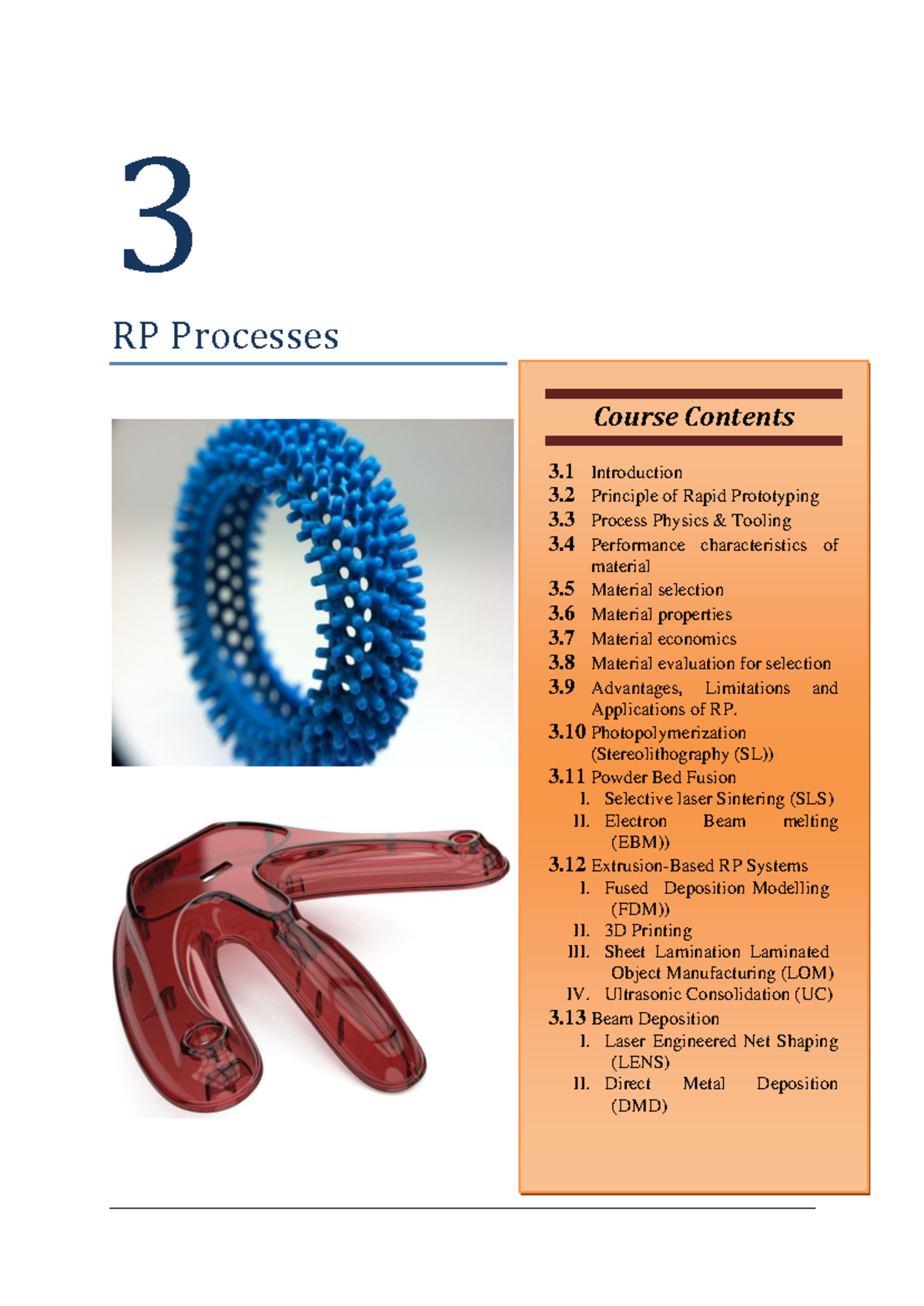 2181914 Rapid Prototyping-Notes PDF-Unit-4 - 3 RP Processes Course ...