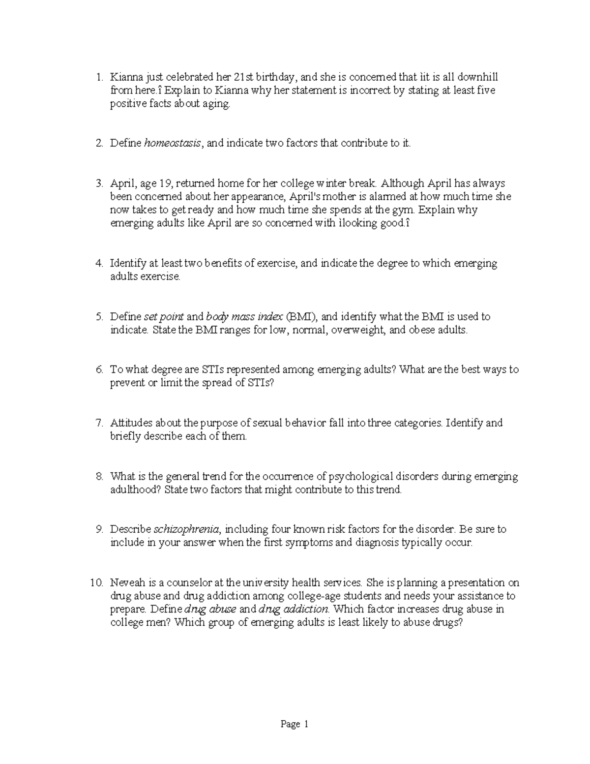 Chapter 17 - Essay Notes on Emerging Adulthood Topics - Studocu