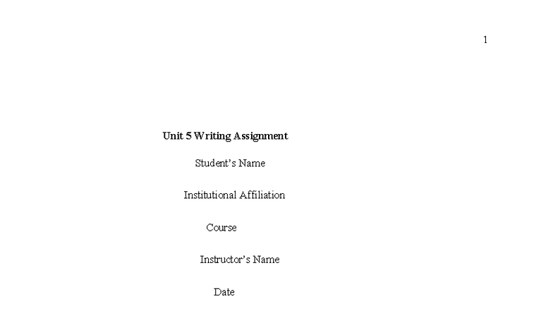 Unit 5 Teaching Assignment - Unit 5 Writing Assignment Student’s Name ...