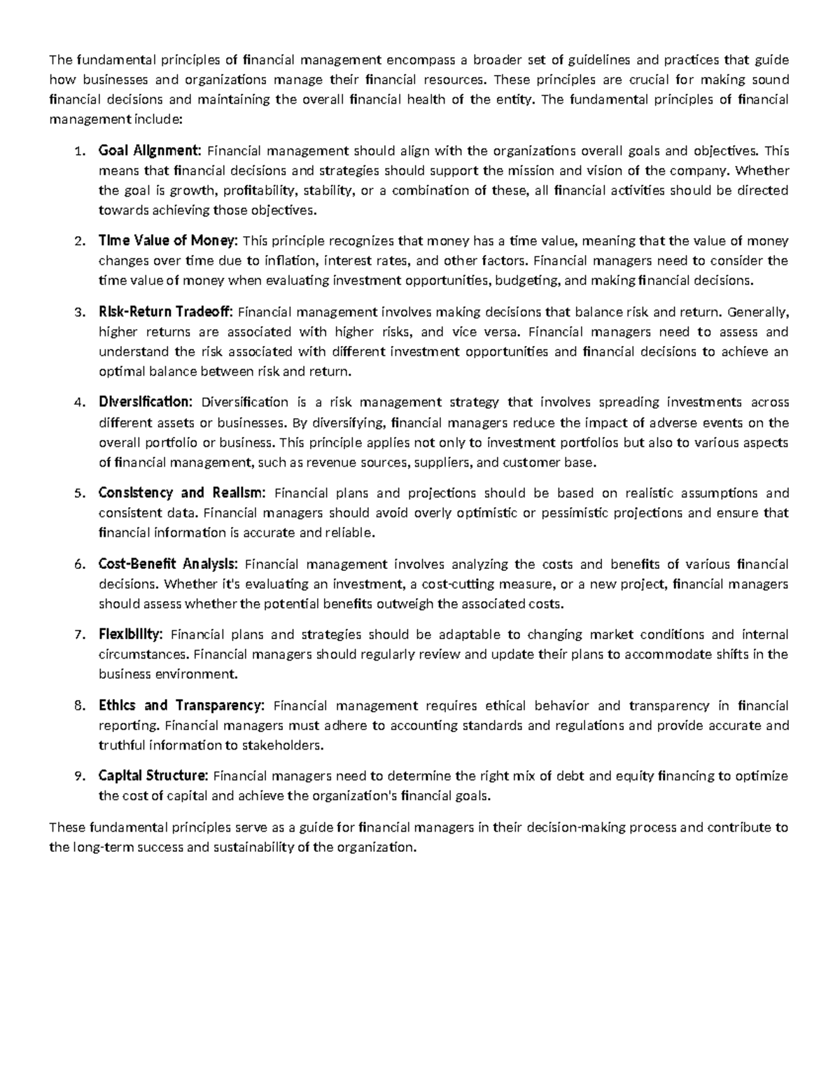 Financial Management Principles: Key Guidelines for Success - Studocu