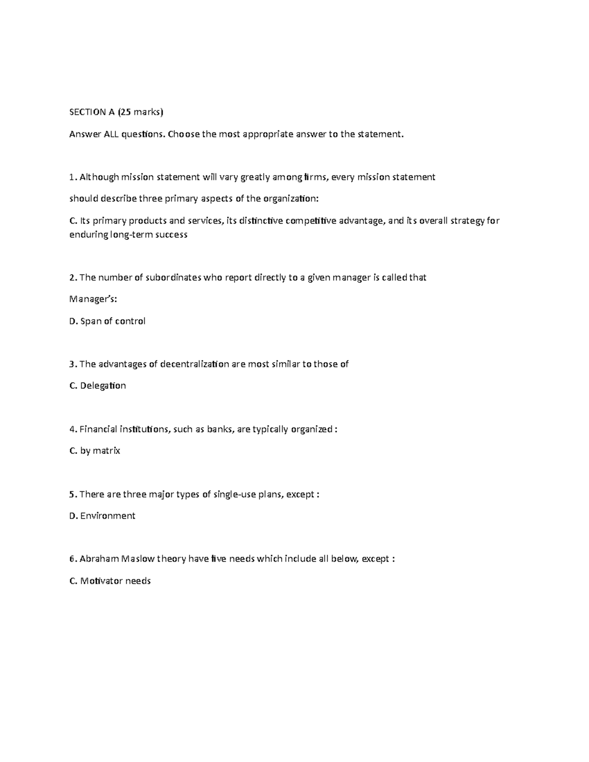 Midterm Test Review (MGT 162) - Key Concepts & Questions - Studocu