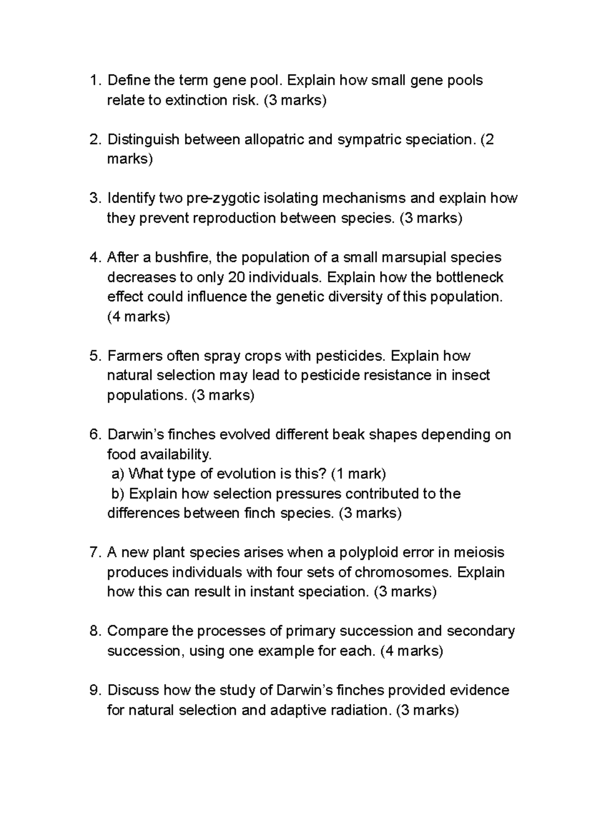 Evolution SACE Part 2: Gene Pools, Speciation, and Natural Selection ...
