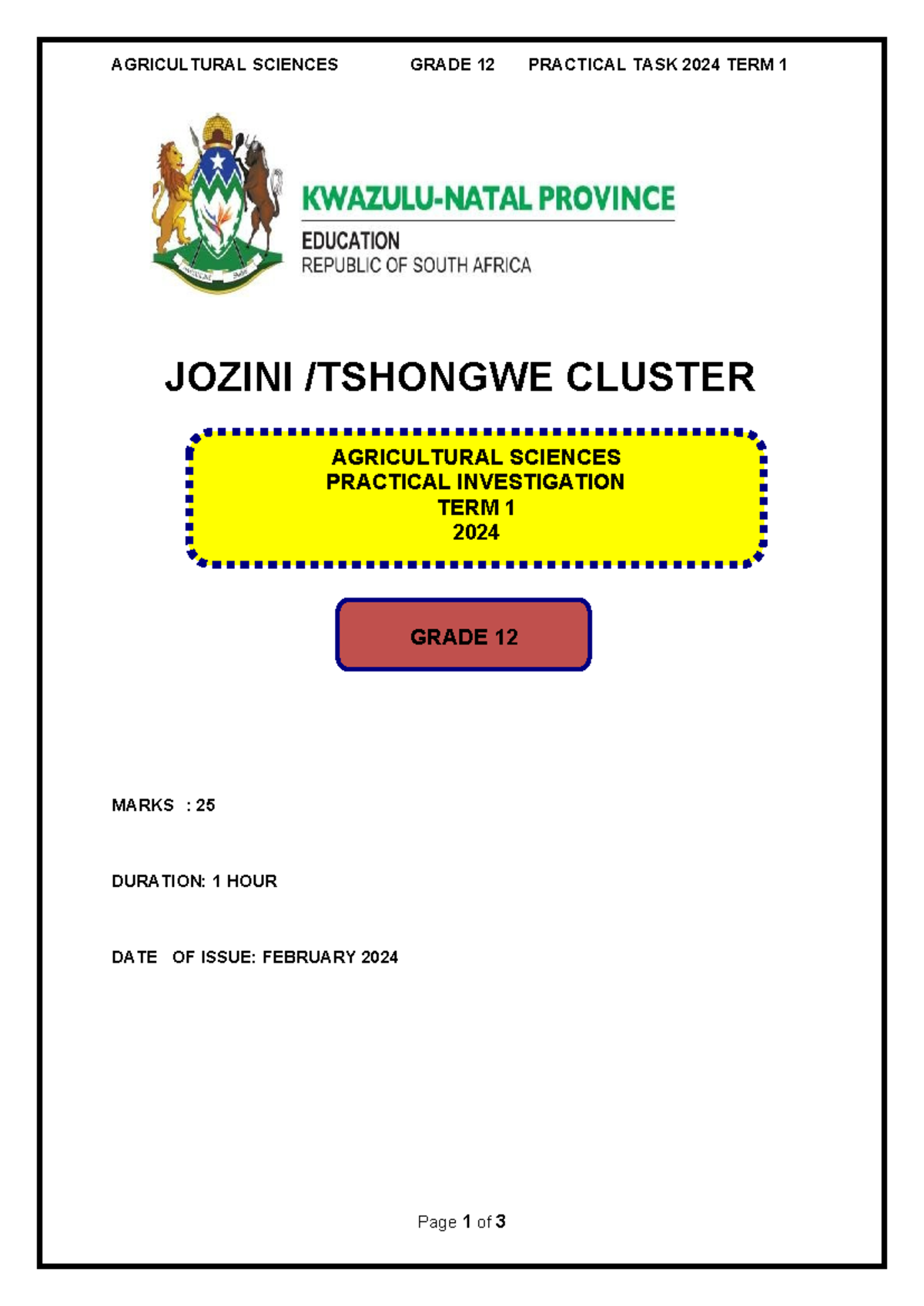 2024 AGRS Grade 12 Practical Task: Animal Nutrition Investigation - Studocu
