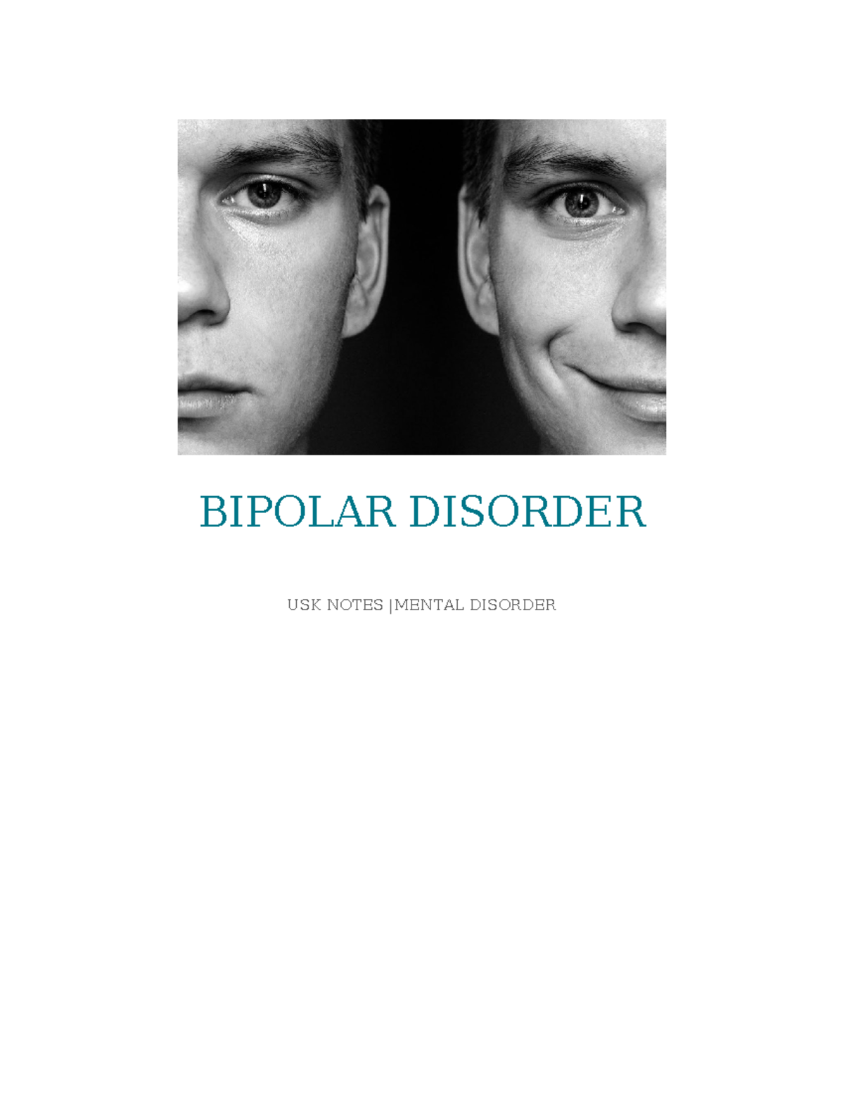 Bipolar Disorder Overview and Types | USK Mental Disorder Notes - Studocu