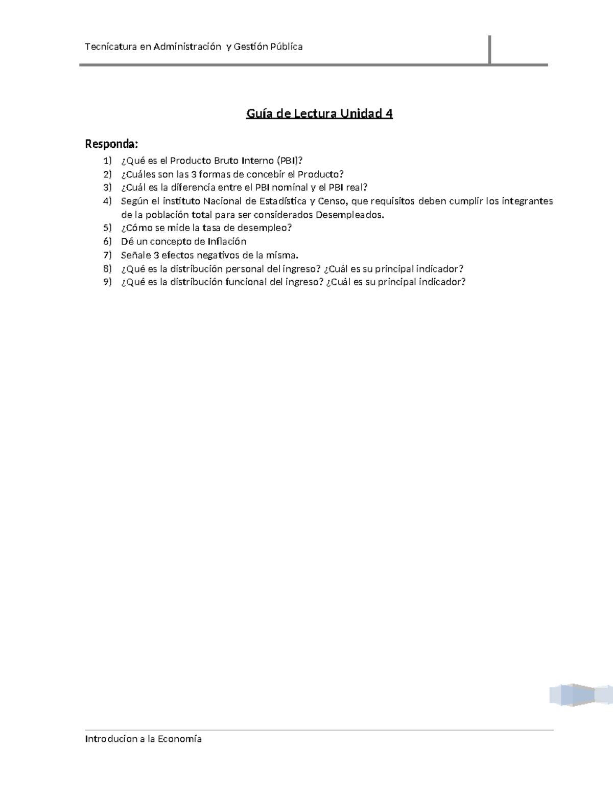 Guía de Lectura Unidad 4 - Tecnicatura en Administración y Gestión ...