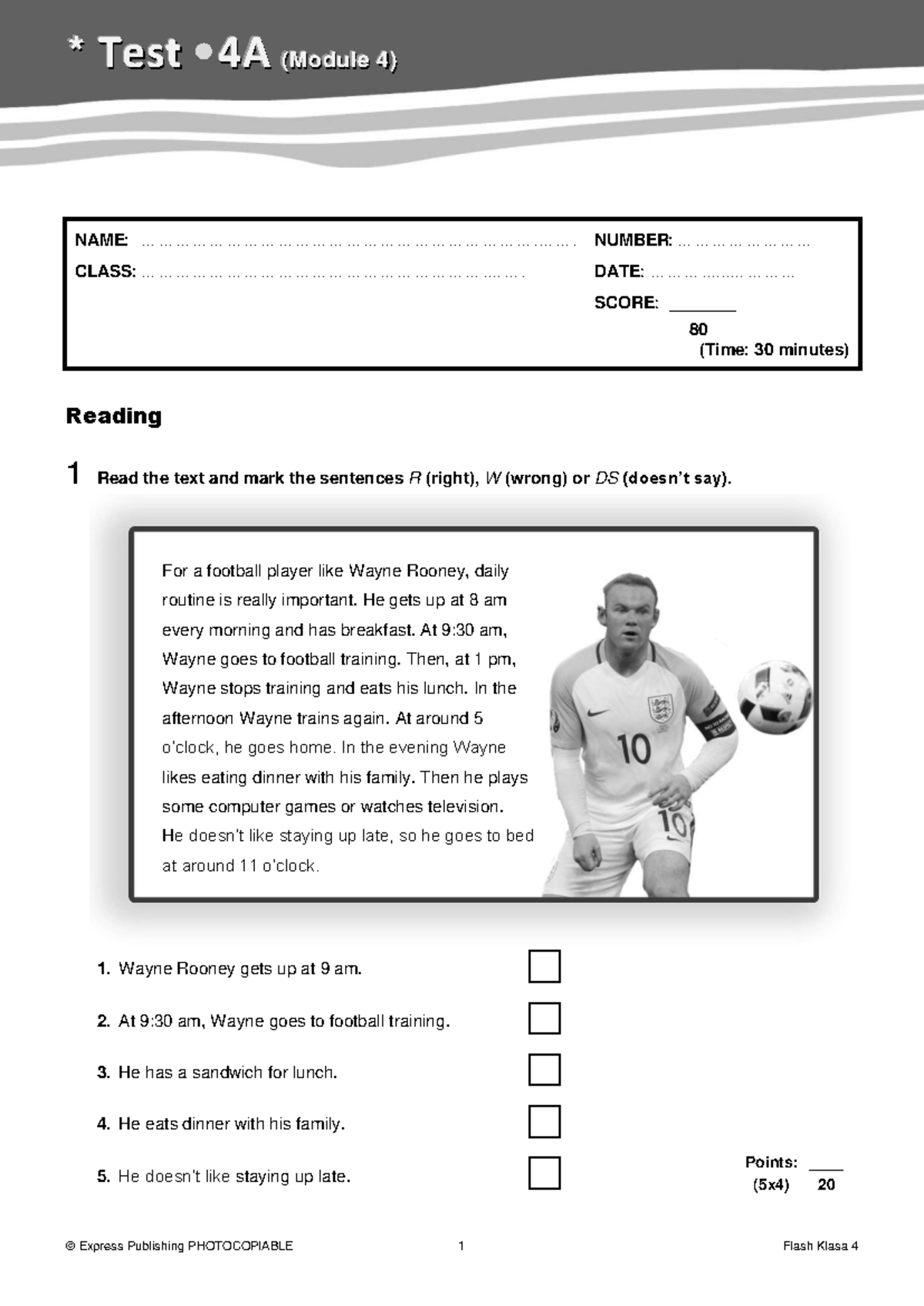 Flash Klasa 4 Module 44 Test: Daily Routines & Vocabulary - Studocu