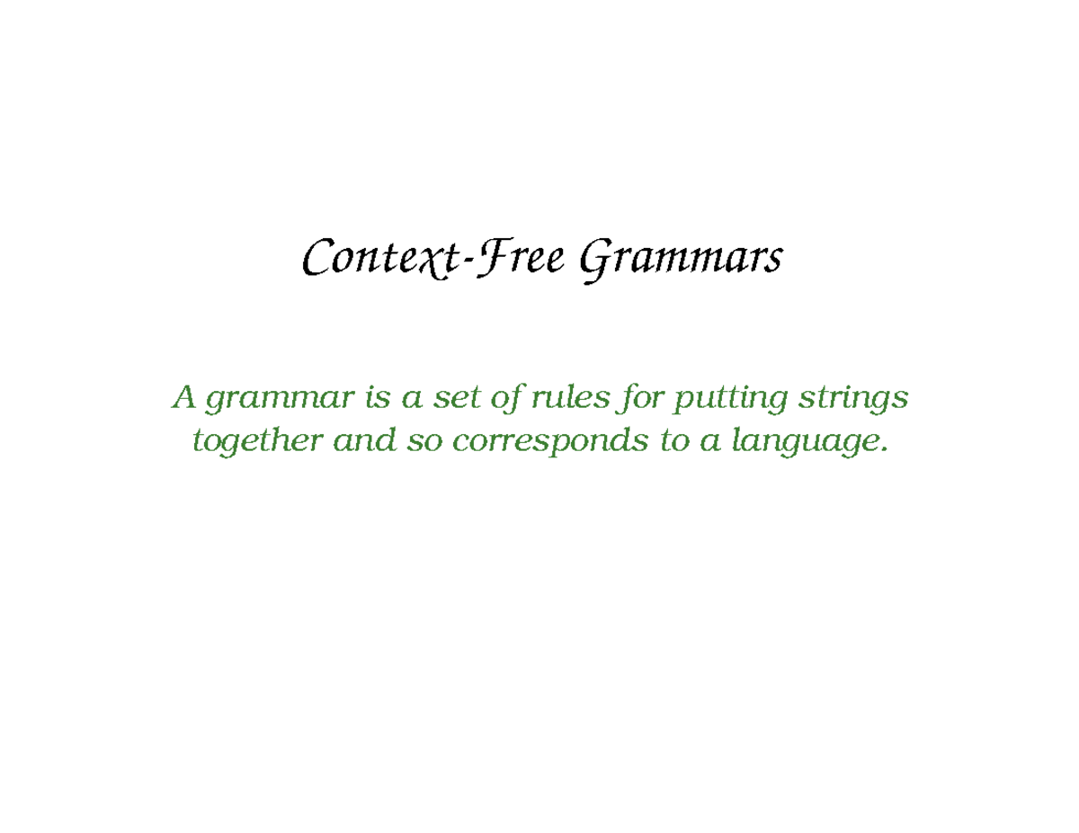 Context-Free Grammars (CFG) Overview and Examples - Studeersnel