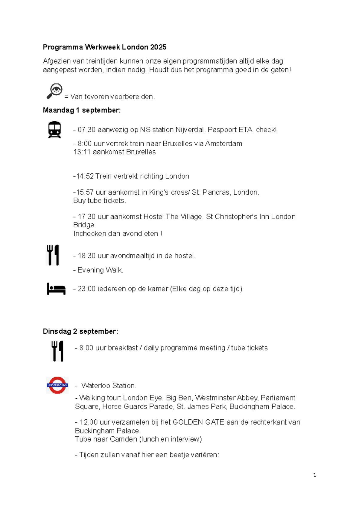 Programma Werkweek Londen 2025: Activiteiten en Informatie - Studeersnel