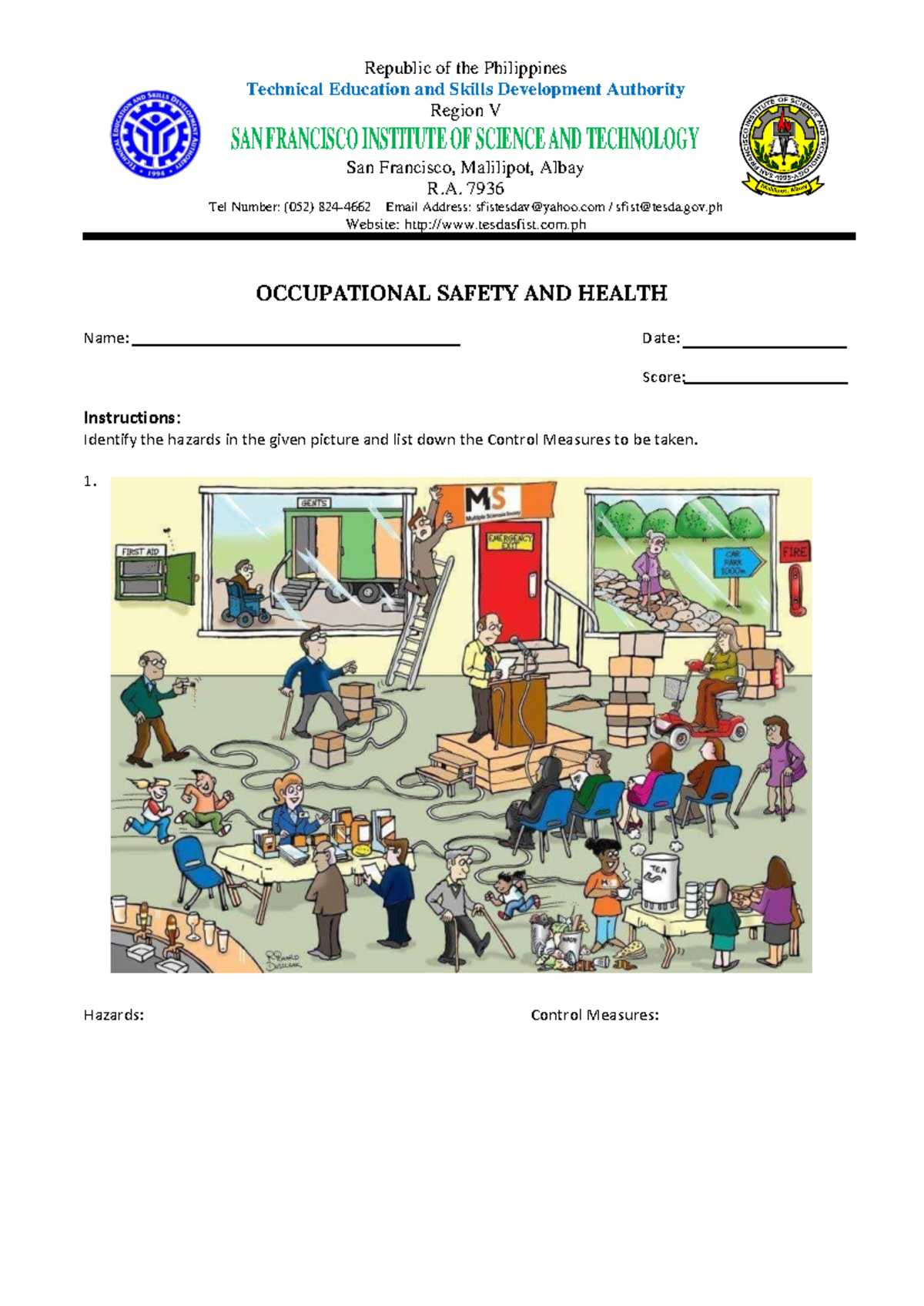 Activity OHS - OHS - Technical Education and Skills Development ...