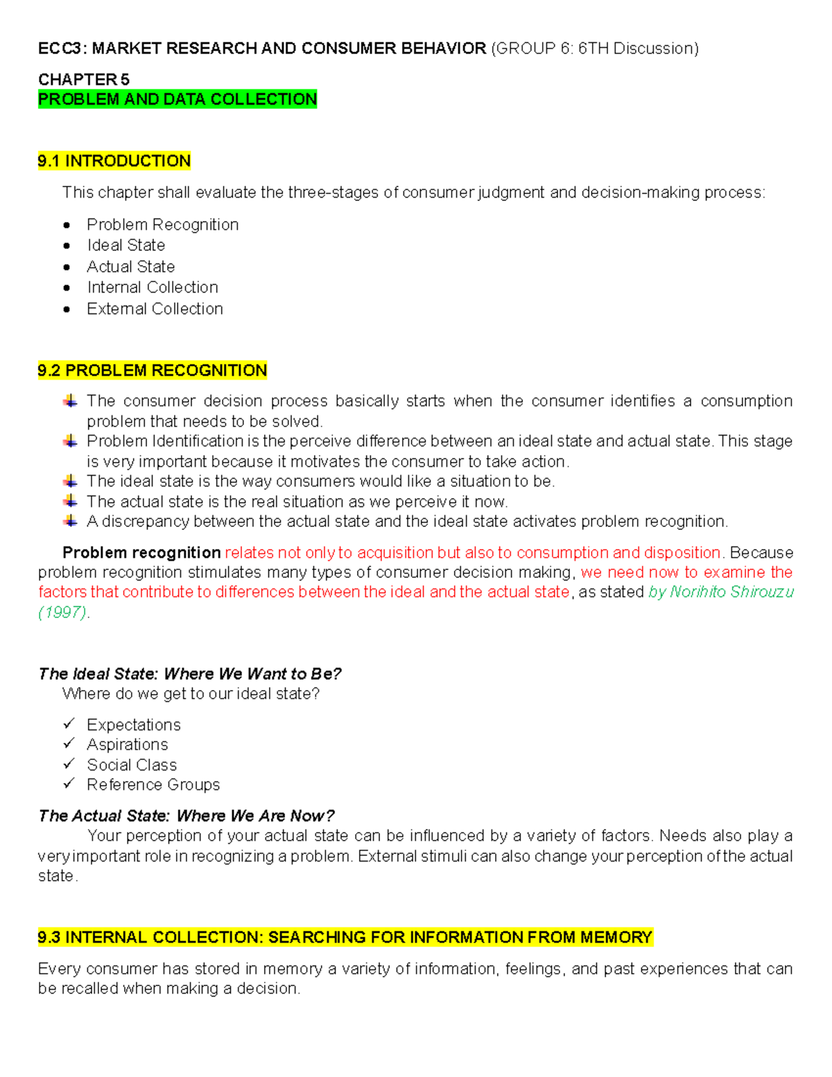 ECC3: Market Research & Consumer Behavior - Chapter 5 Notes - Studocu