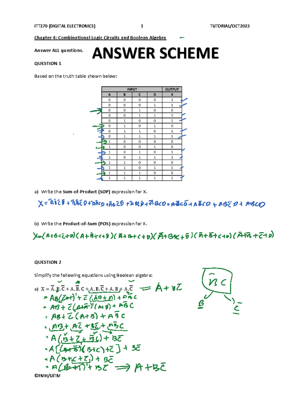 Chapter 4: Combinational Logic Circuits & Boolean Algebra Answers - Studocu