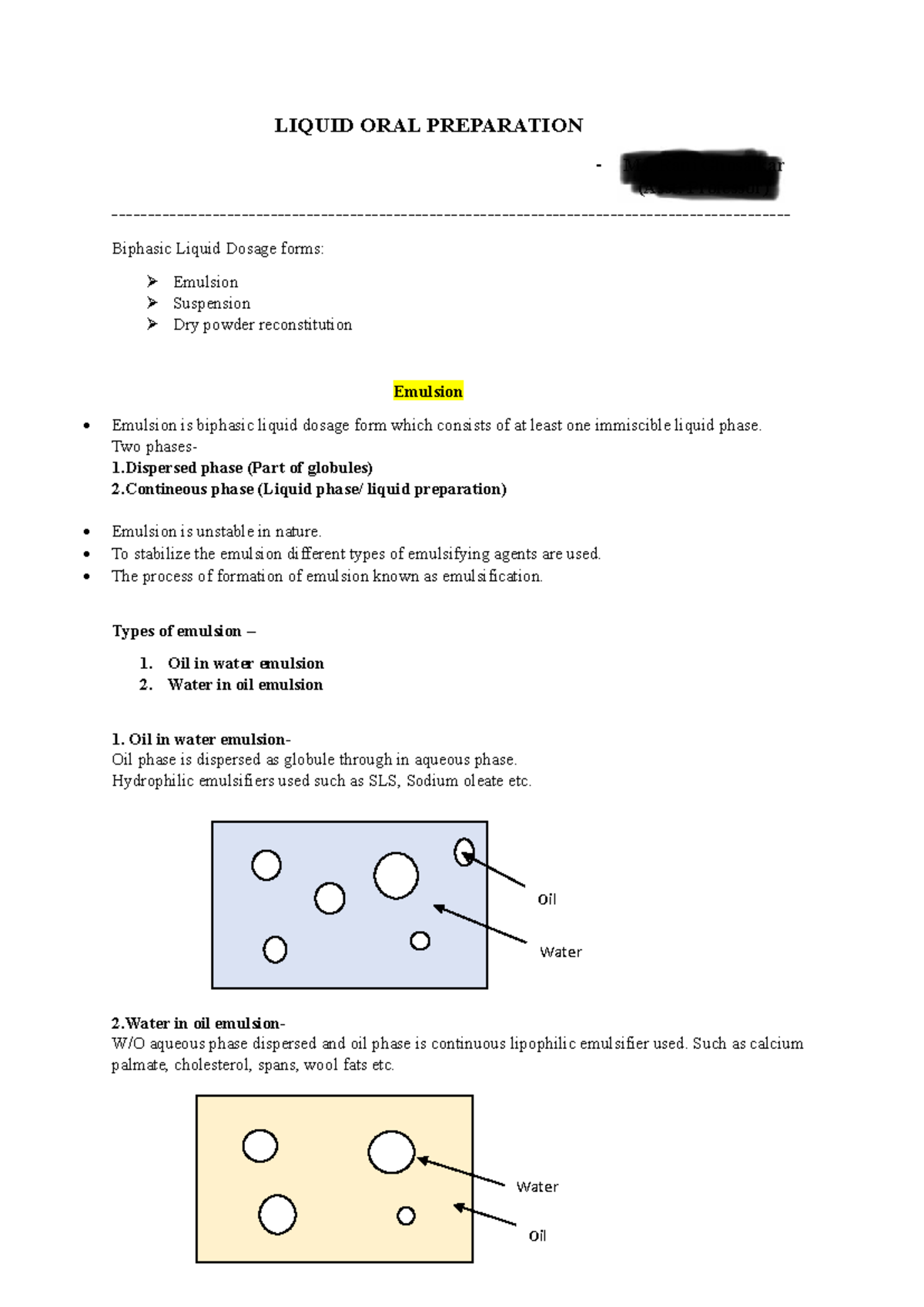Liquid Oral Preparations: Emulsions, Suspensions & Reconstitution ...