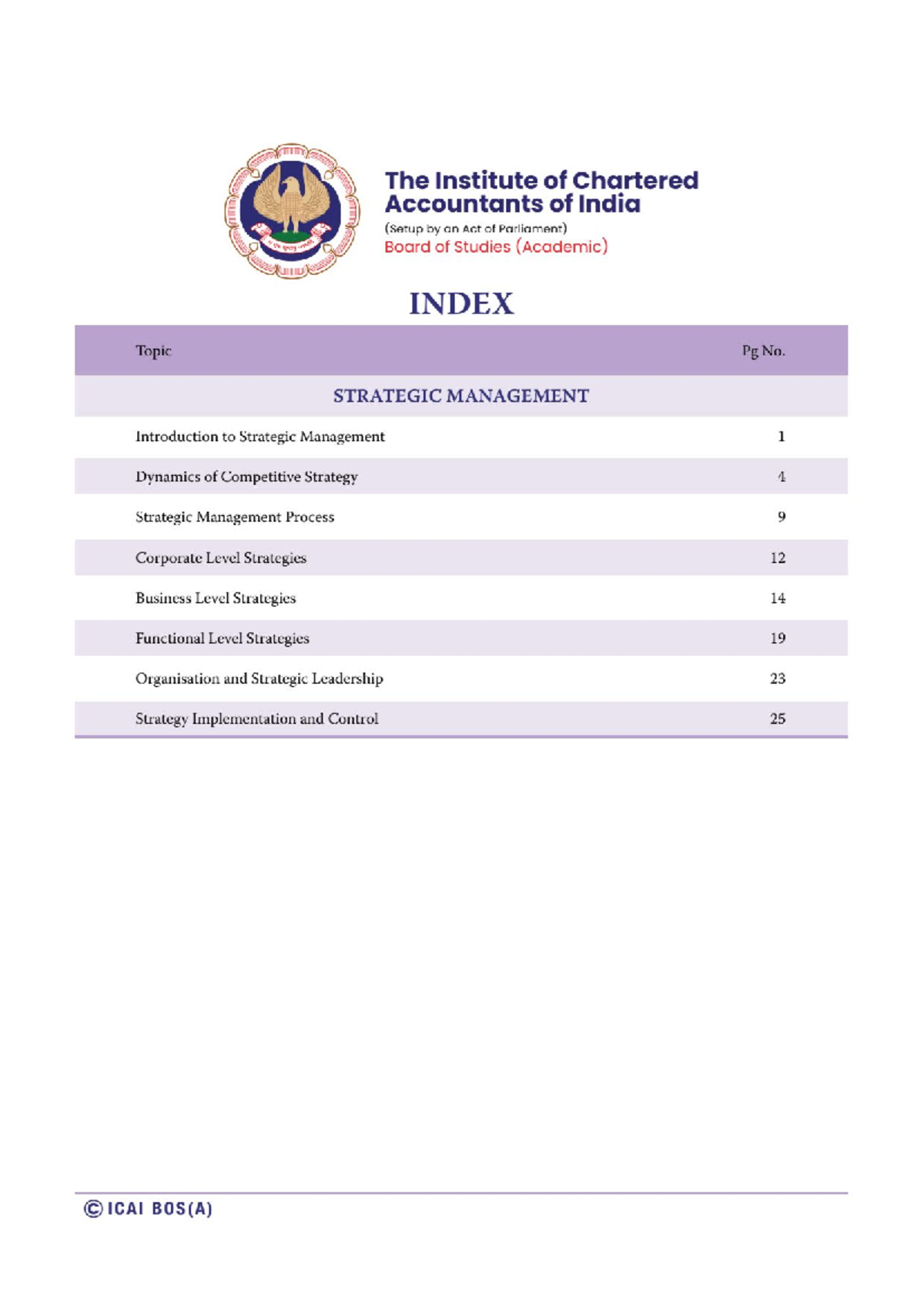 ICAI BOS(A) Strategic Management: Comprehensive Study Notes - Studocu