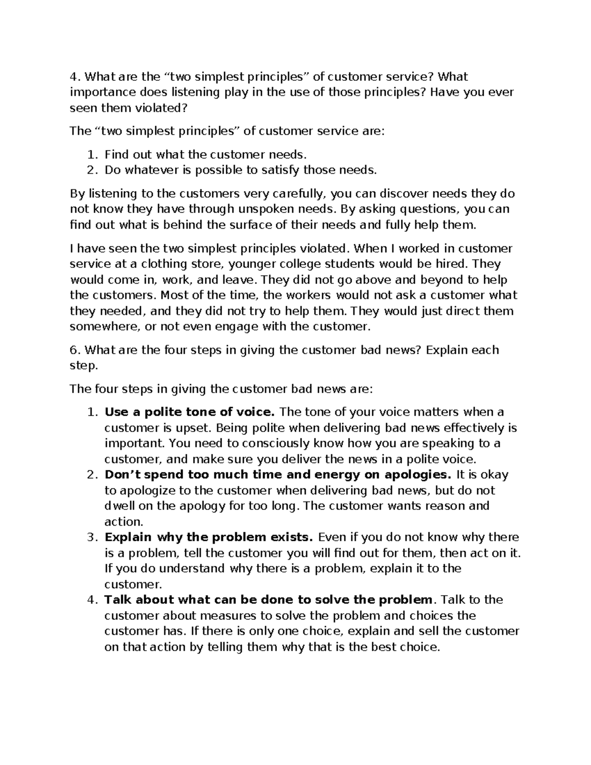 Chapter 13 Review Questions: Customer Service Principles & Practices ...