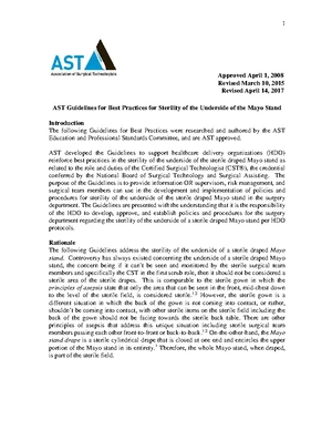 Guidelines for Best Practices in Establishing the Sterile Field (CST ...