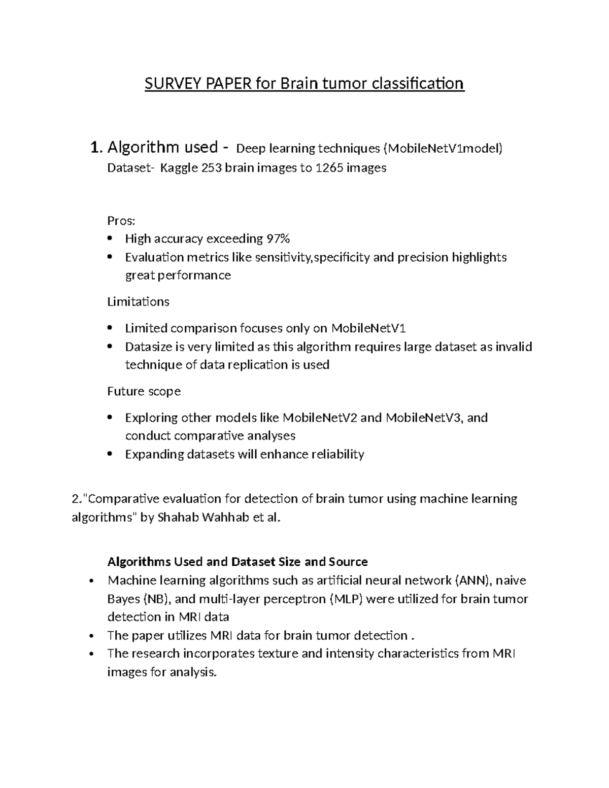 Survey Paper: Brain Tumor Classification Using Deep Learning Techniques ...
