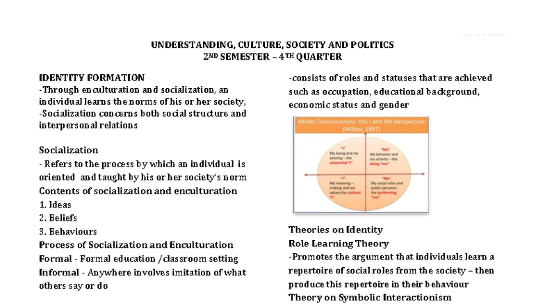 Understanding Culture, Society, and Politics: Identity Formation and ...