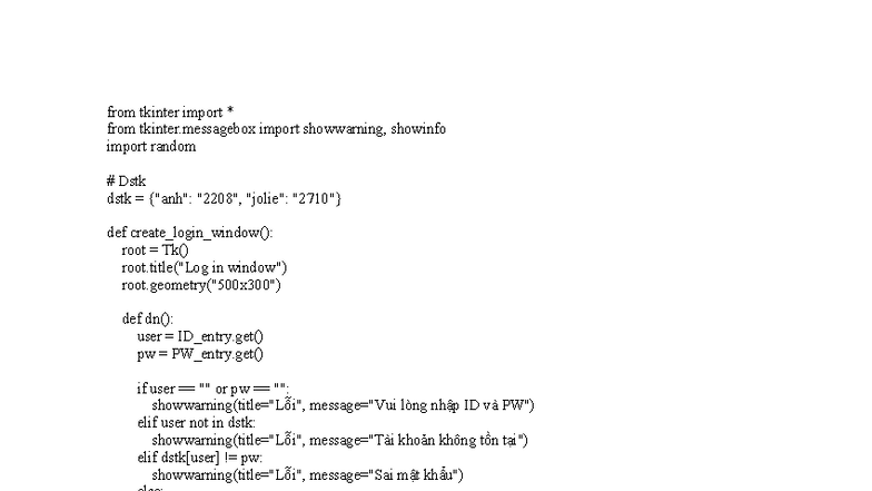 Cuasodangnhap - Python Login System Code (CS101) - Studocu