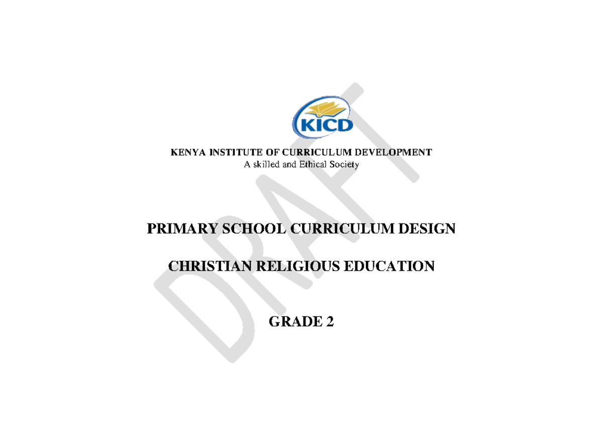 Grade 2 Christian Religious Education: Curriculum Overview and Goals ...