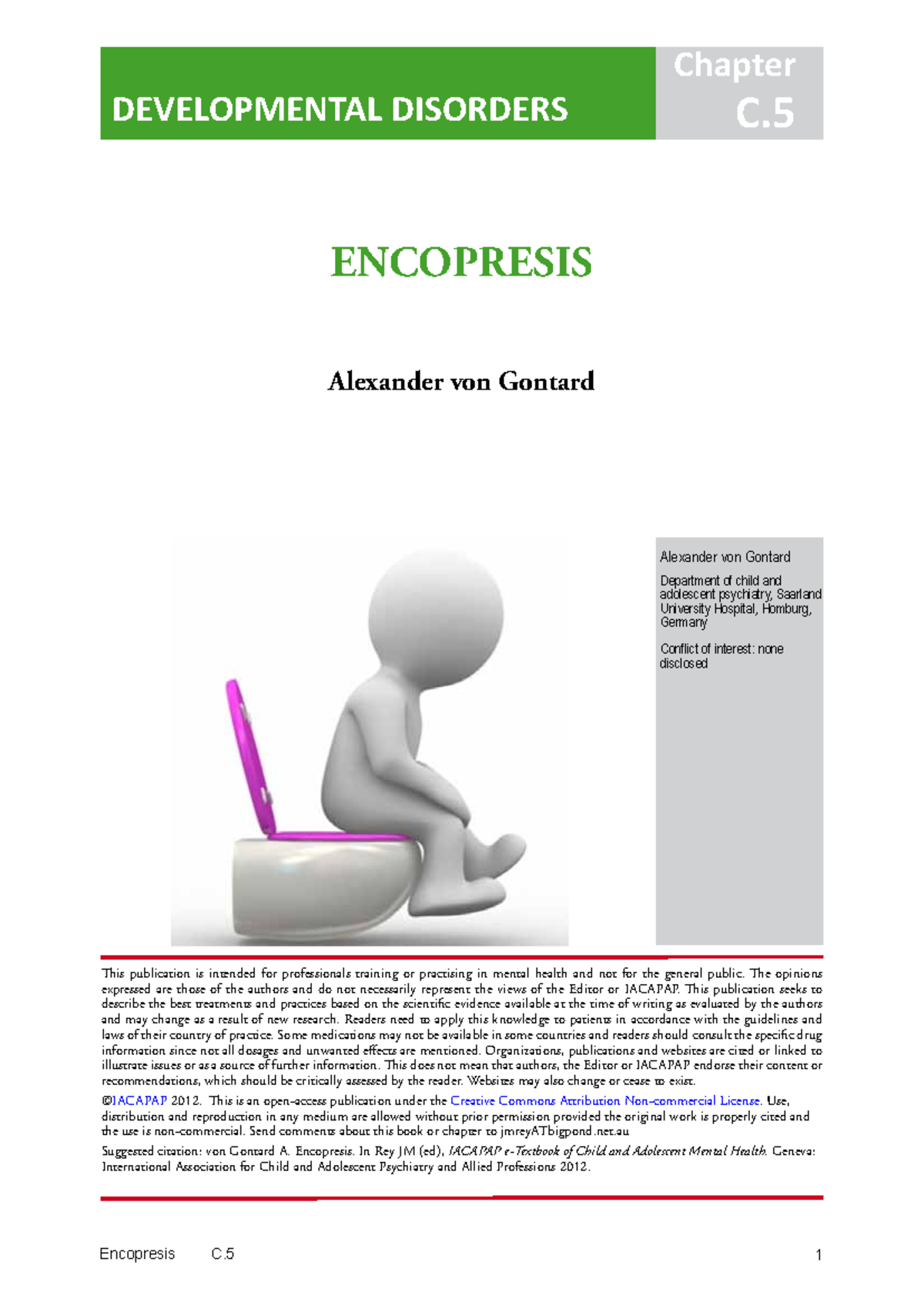 Encopresis in children - DEVELOPMENTAL DISORDERS Chapter C. Alexander ...