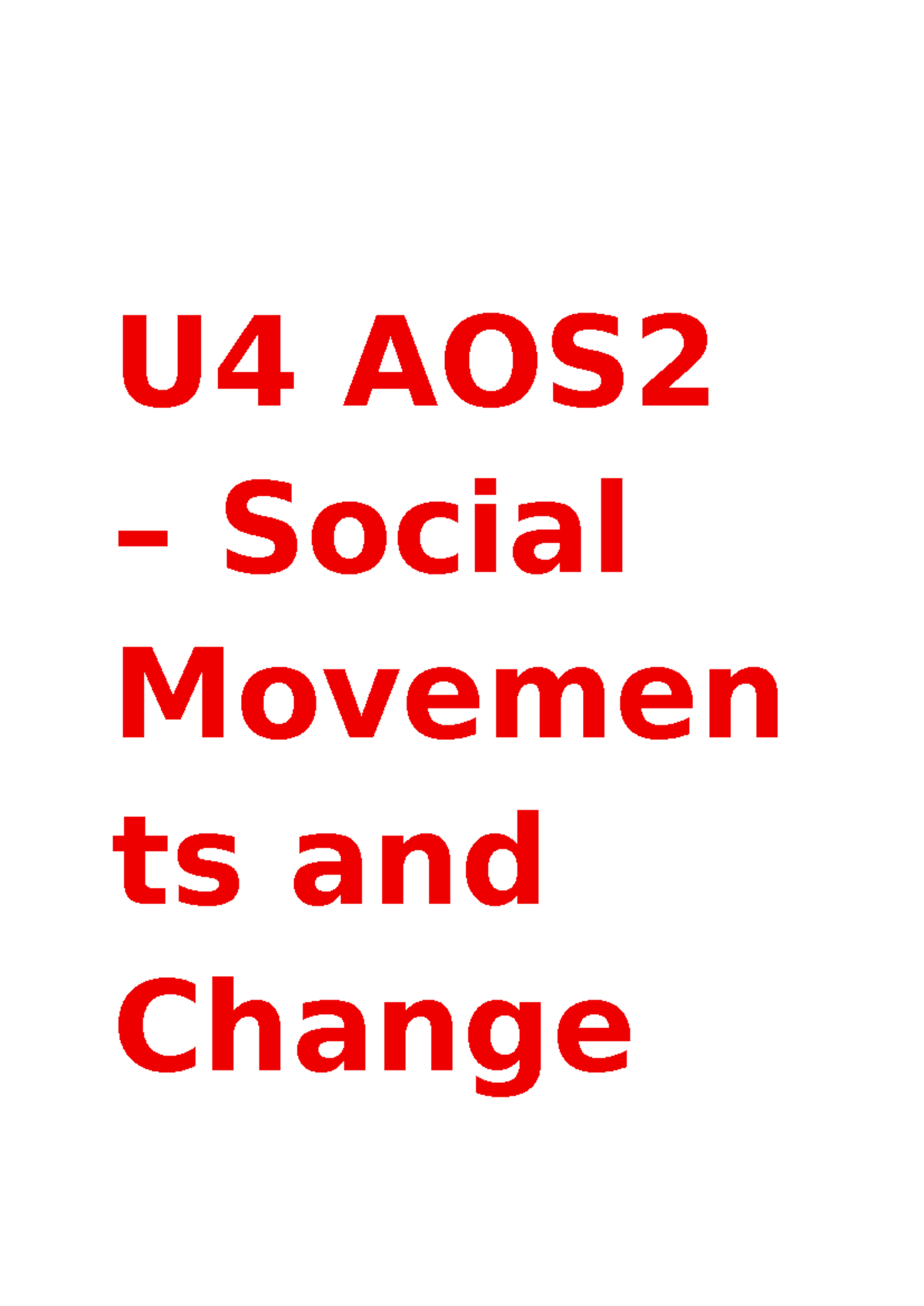U4 AOS2 - Understanding Social Movements and Their Impact on Change ...