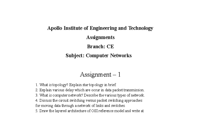 CE Computer Networks Assignments: Units 2-5 Overview - Studocu