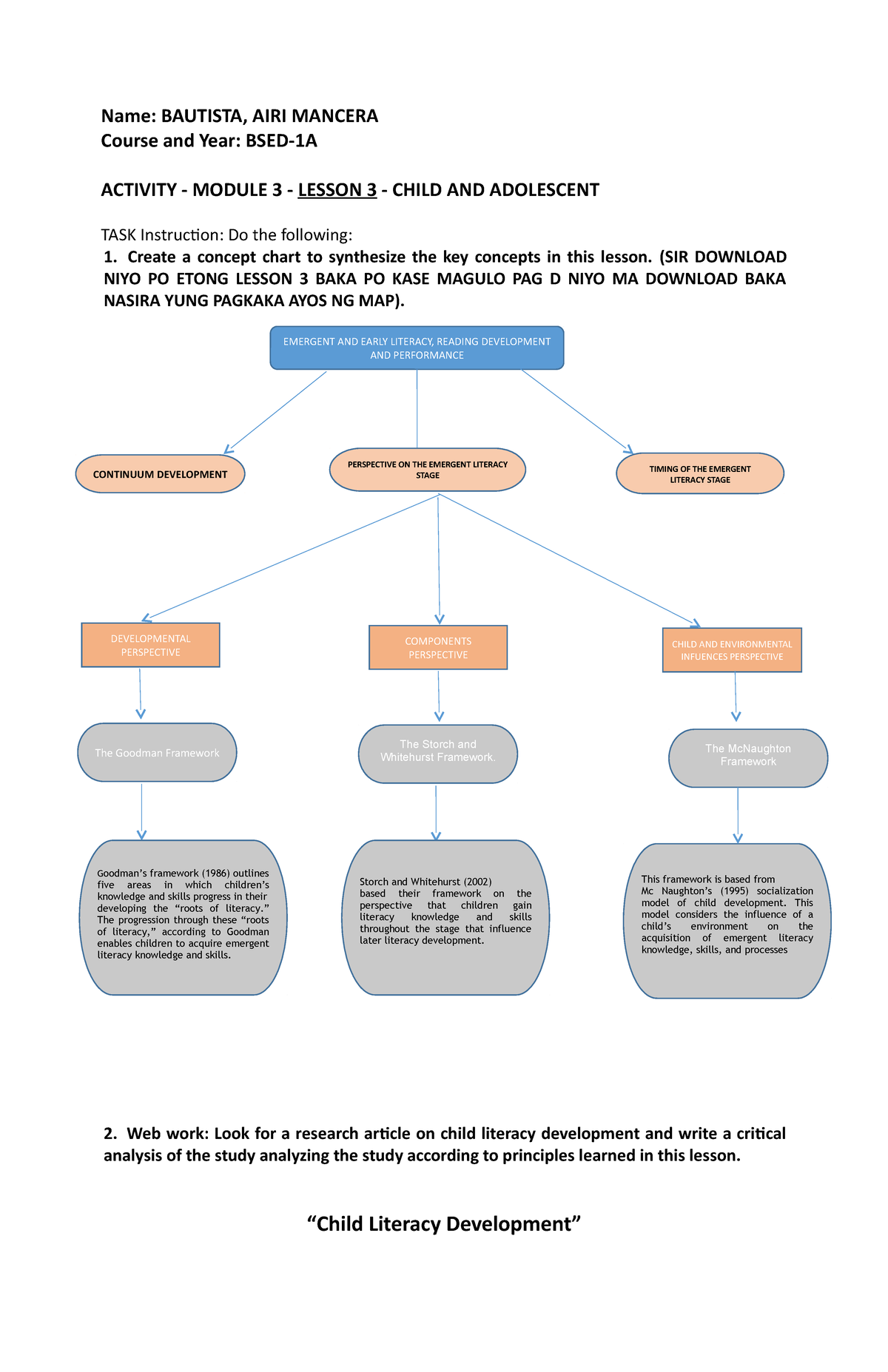 Activity Module 3- Lesson 3- Child AND Adolescent - Name: BAUTISTA ...