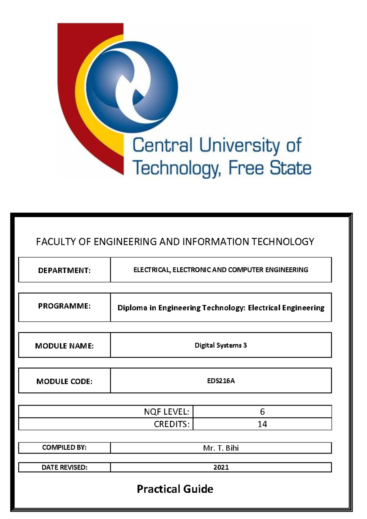 Laboratory Guide for Digital Systems 3 - EDS216A (2021) - Studocu