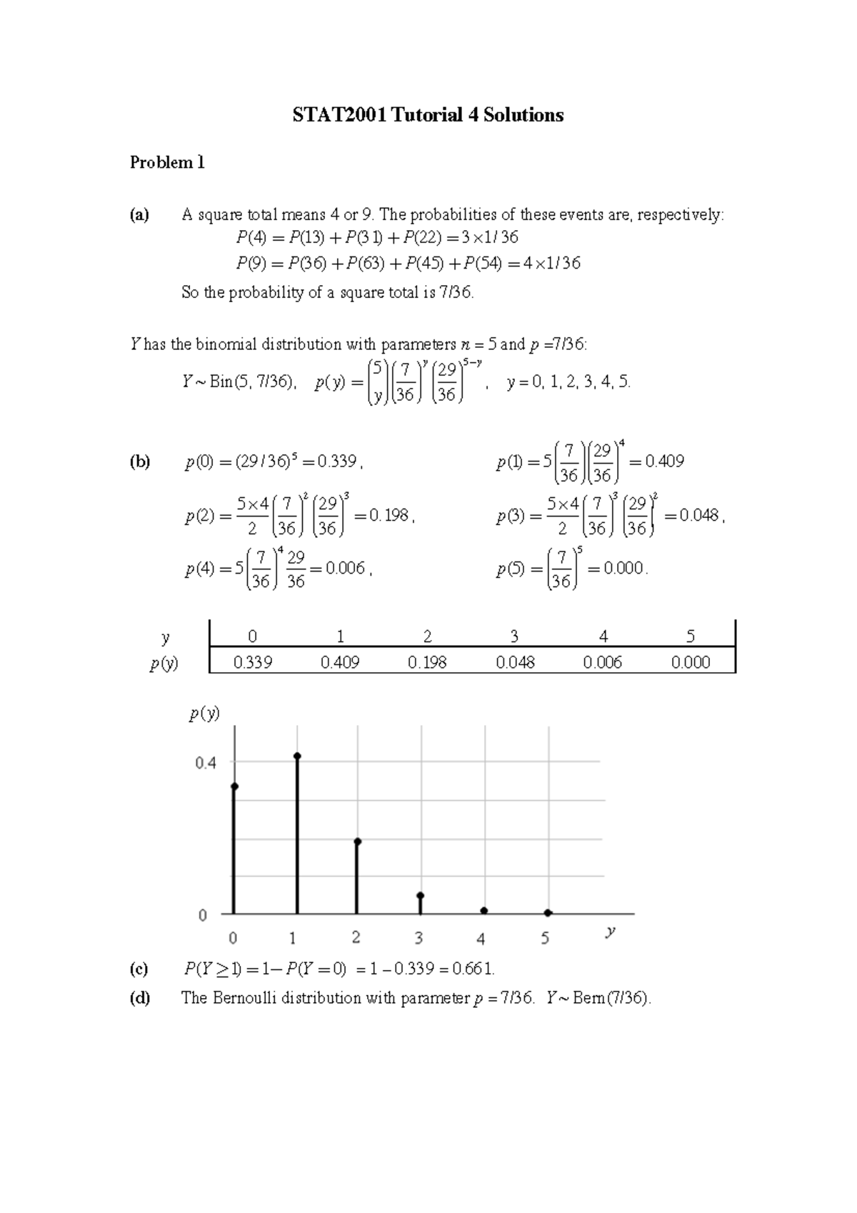 Soln04 - Tutorial Solutions - STAT2001 TUTE 04 Sols Page 1 of 3 ...