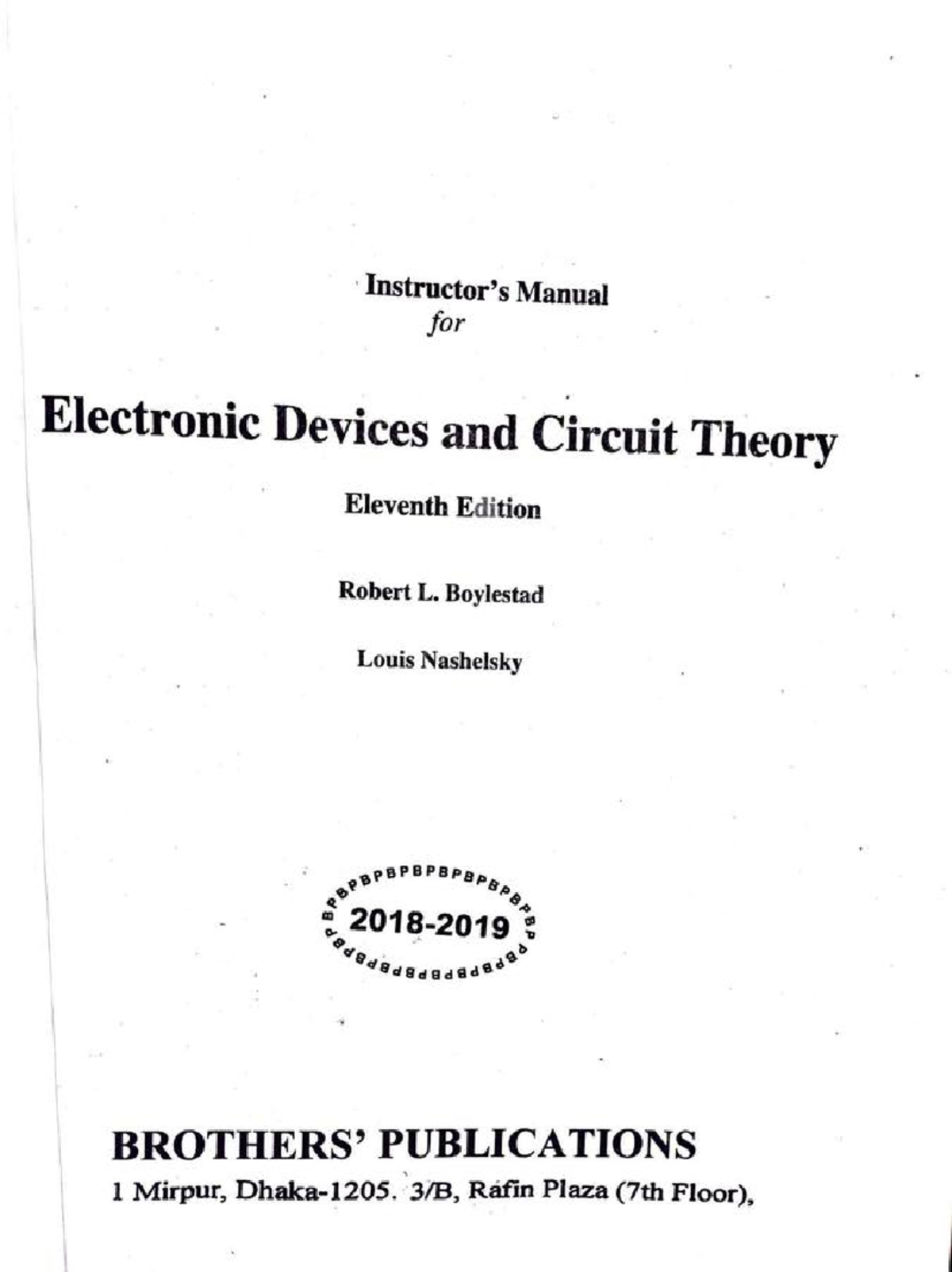 Manual for Electronic Devices and Circuit Theory (ELEC 101) - Solutions and - Studocu