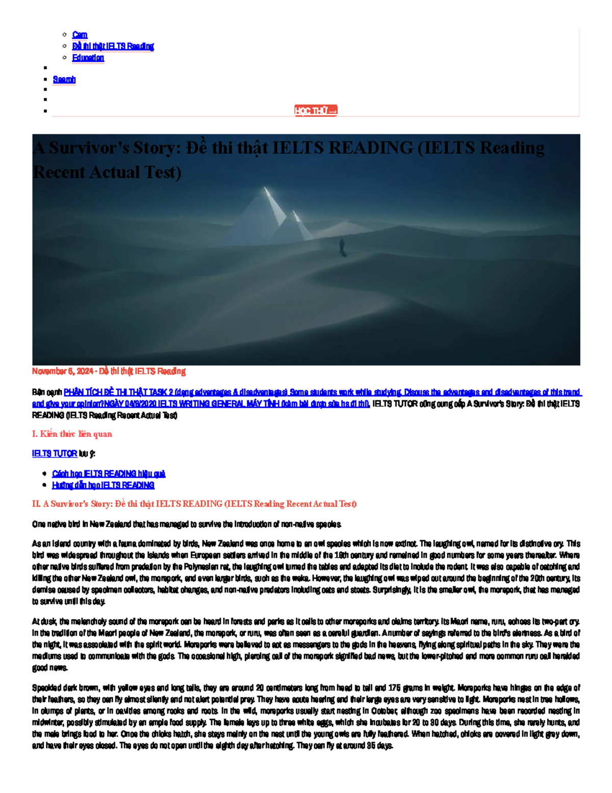 A Survivor's Story: IELTS Reading Passage 1 Analysis and Insights - Studocu