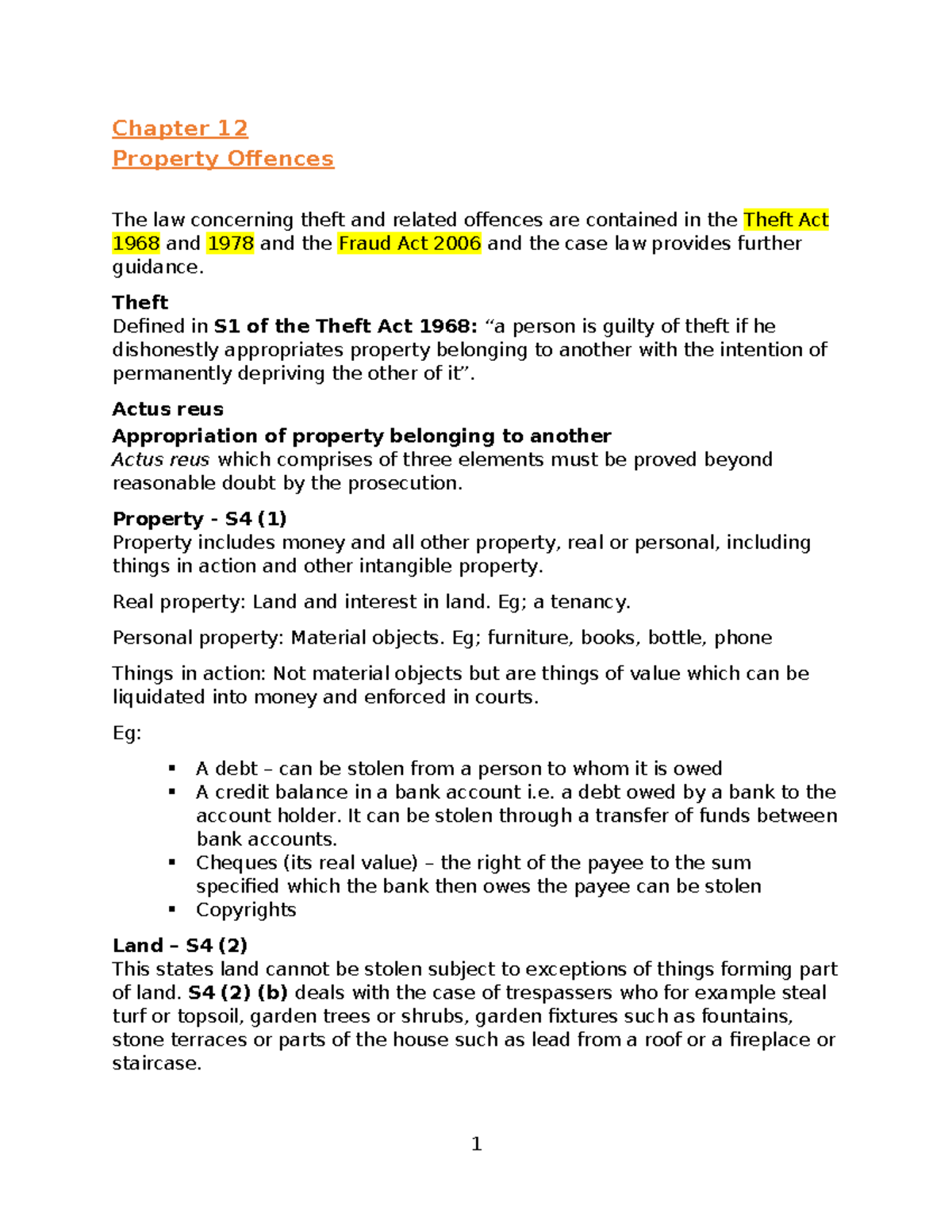 Chapter 12 Property Offences - Chapter 12 Property Offences The law ...